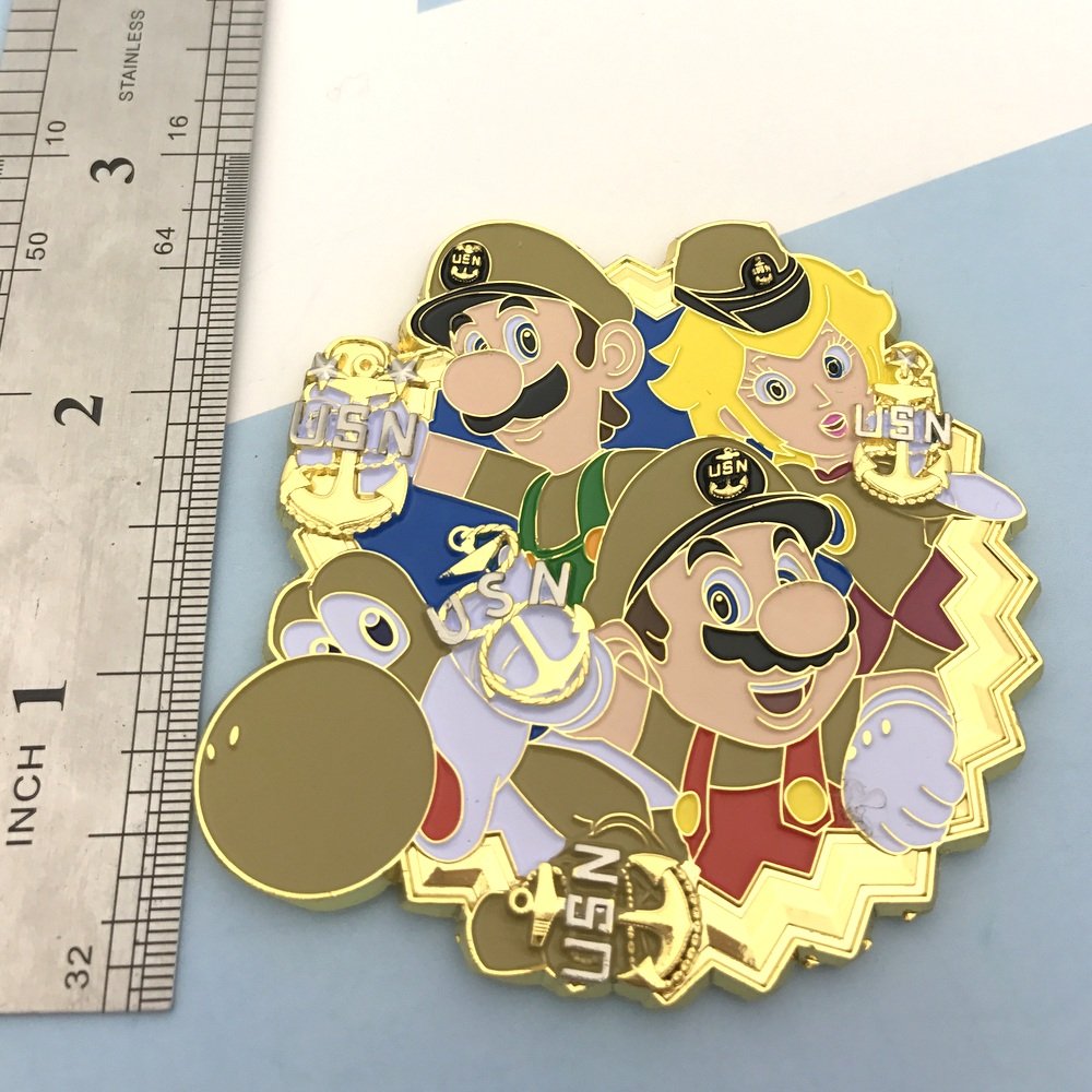 Challenge Coin USN United States Navy Mario Bros Huge 3 Inch