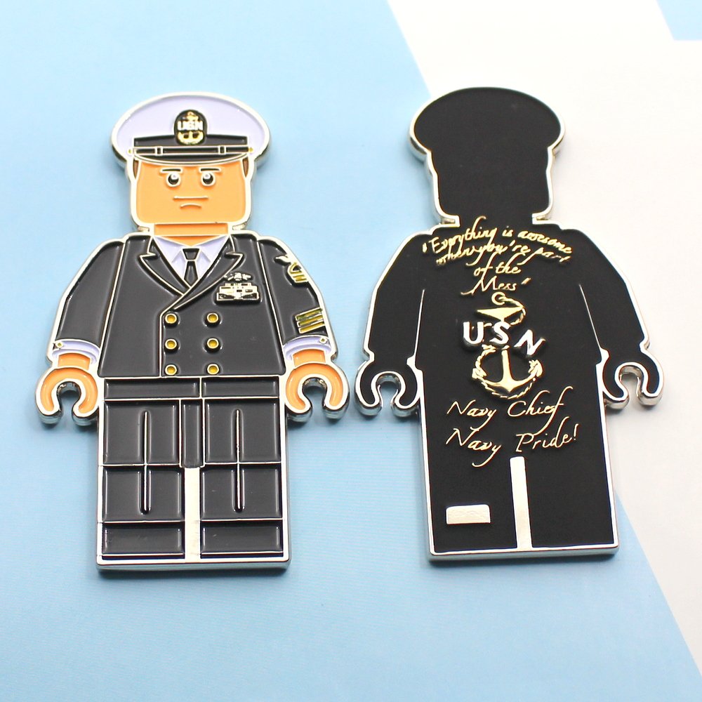 Challenge Coin Navy Chief USN Lego Man B Uniform