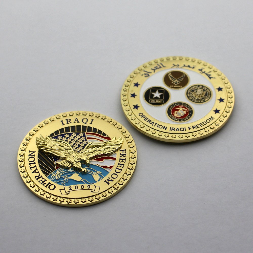 Challenge Coin Operation Iraqi Freedom 2009 3D Eagle