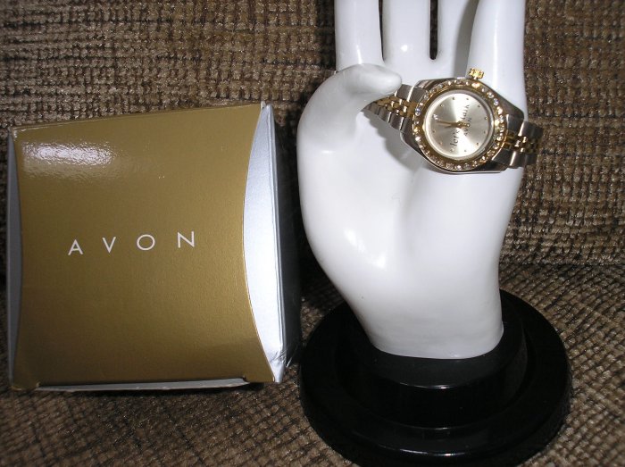 AVON 'Let's Talk' Watch Silver/Gold tone with Rhinestones - New in box!