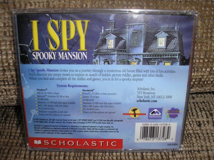 I SPY SPOOKY MANSION GAME on CD for WINDOWS-BRAIN-BUILDING GAME FOR KIDS!