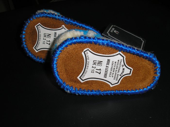 G. MINAS TRADITIONAL GREEK WOOLEN SLIPPERS LAMBS WOOL - INFANT SIZE 3.5 ...