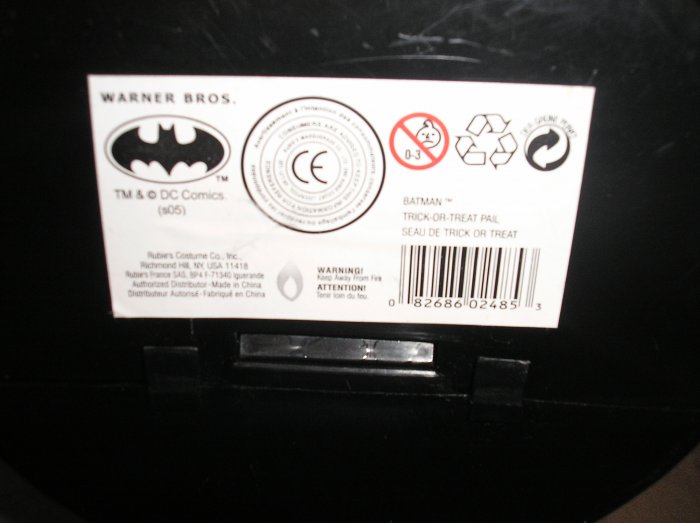 BATMAN TRICK OR TREAT BASKET/BUCKET/PAIL by RUBIES - GREAT GIFT ...