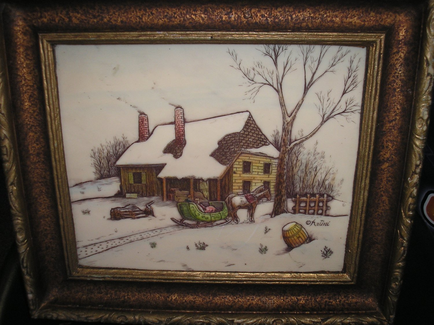 Genuine Hand Painted "ARTINI SCULPTURED ENGRAVING" Four Dimensional ...