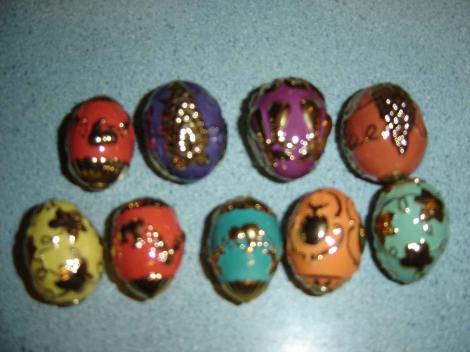 FRANKLIN MINT AUTUMN FABERGE EGG BASKET with 9 PORCELAIN EGGS ...