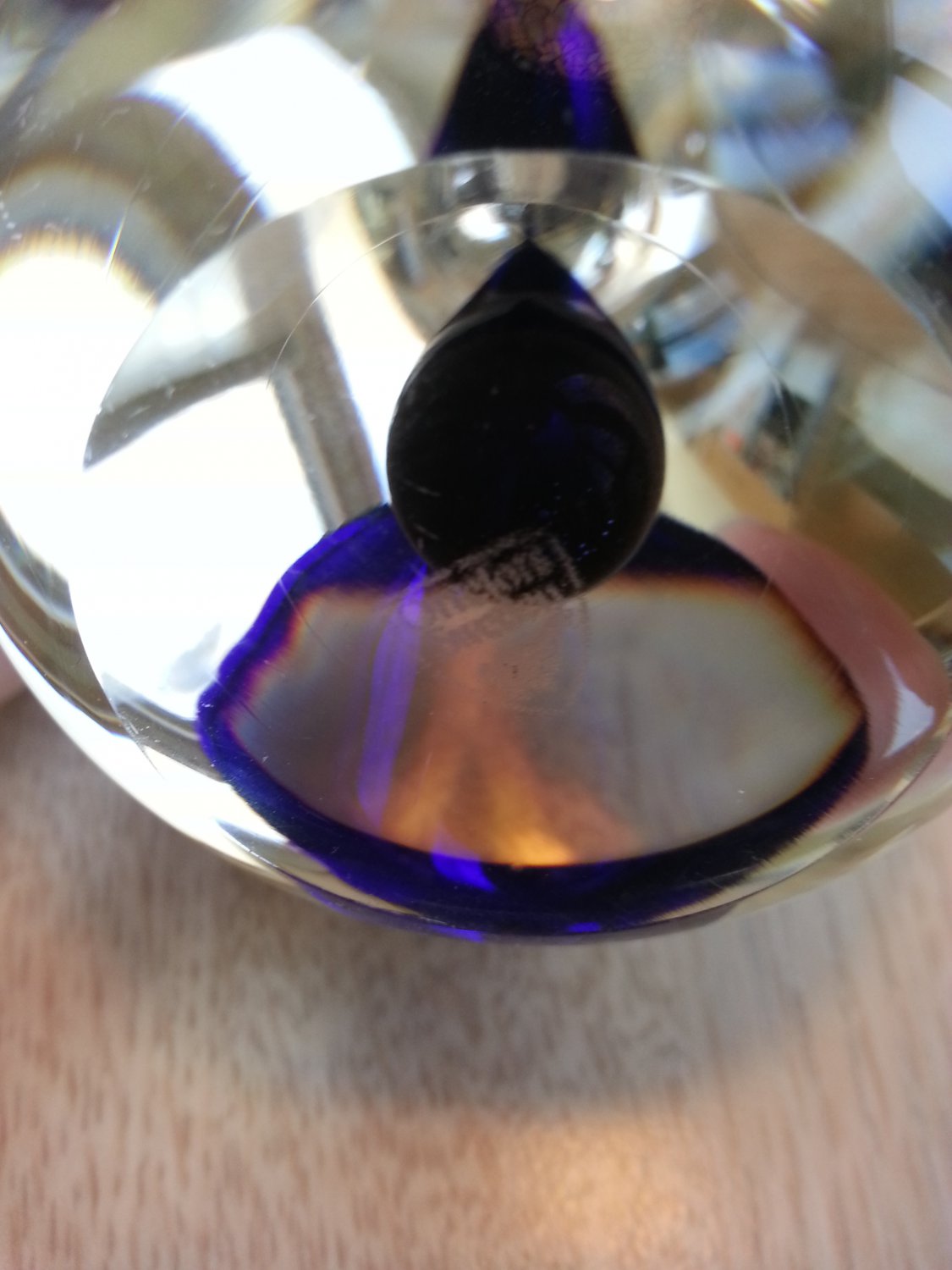 Orrefors Intermezzo Blue Paperweight, Teardrop Form w Navy Blue Center ...