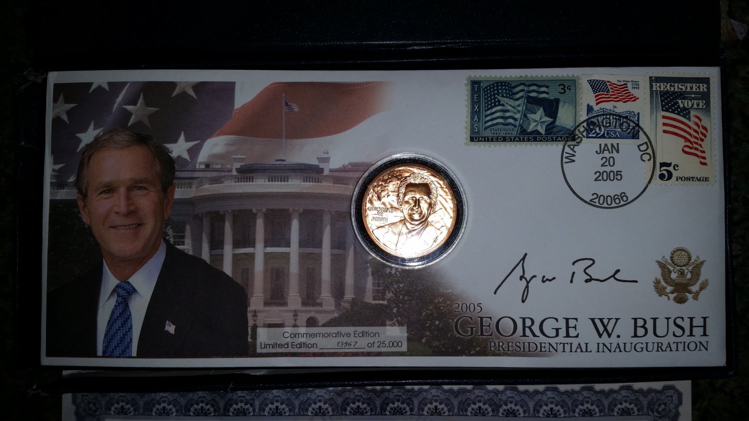 President George W. Bush Commemorative Inauguration Cover & Coin - Lim ...