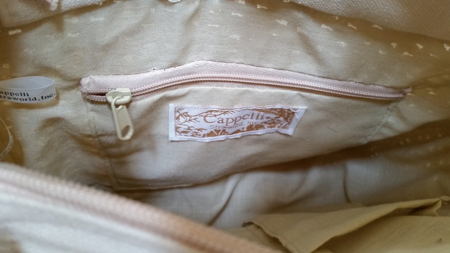 Cappelli Straworld Crochet Toyo Ring Bead Handle Beige Hand Bag Purse ...