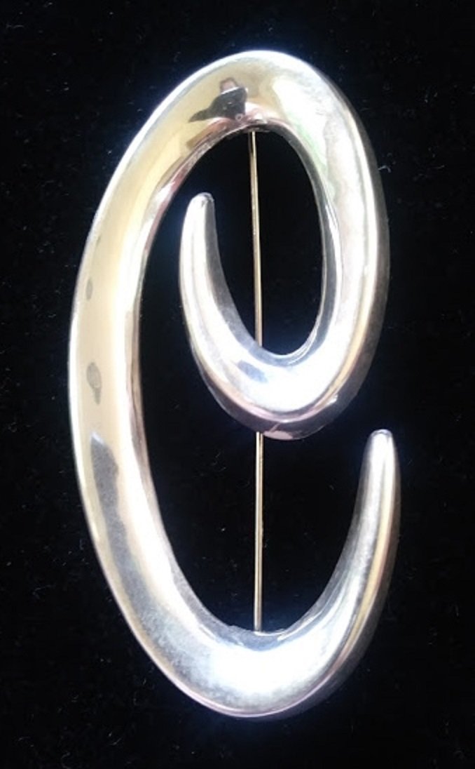 Vintage Sterling Silver Initial "C" Brooch Pin - 3 inches tall!