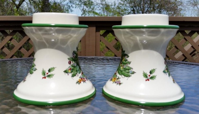 SPODE Christmas Tree Pillar Candle Holder Set #S3324-A8 - For 2" Pillar ...