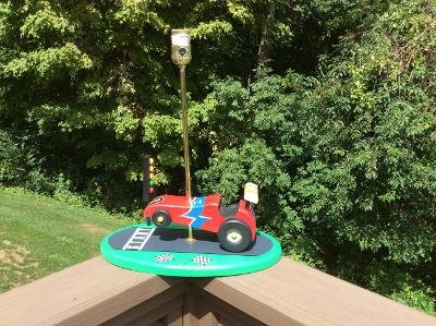 Vintage Wooden Speedway Race Car Table Lamp by lnmon Ent. - Vroom Vroom!