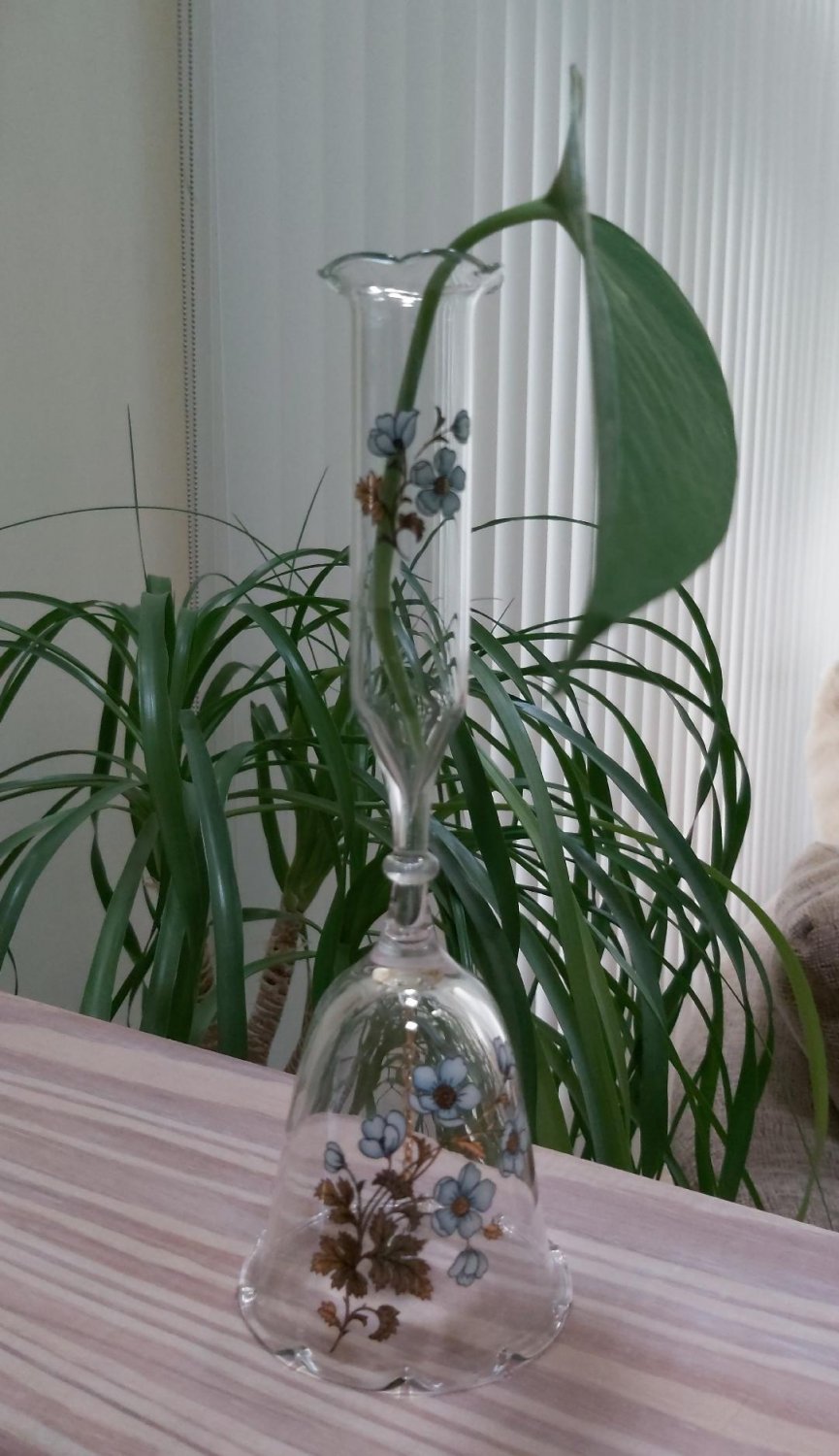 Very Rare Vintage Handpainted Glass Hand Bell with Flower Vase Top ...