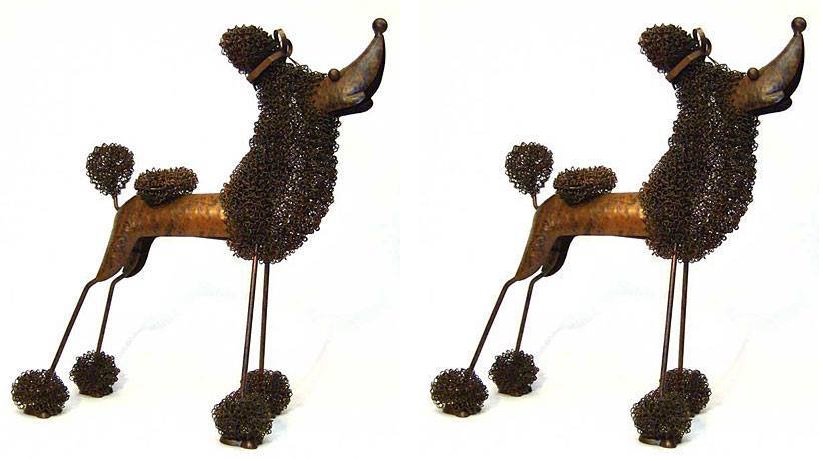 Pair of Poodles -LARGE Metal Wire Sculptures -21" Tall -Modern Art BEST ...