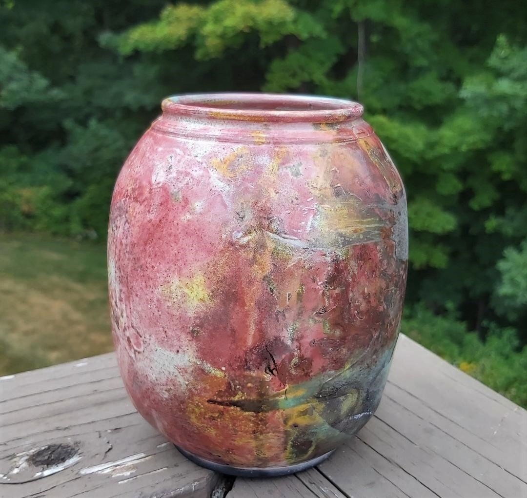 RAKU CLAY POT by ARTIST JEROME HECK from HAWAII - ONE OF A KIND - NEW!