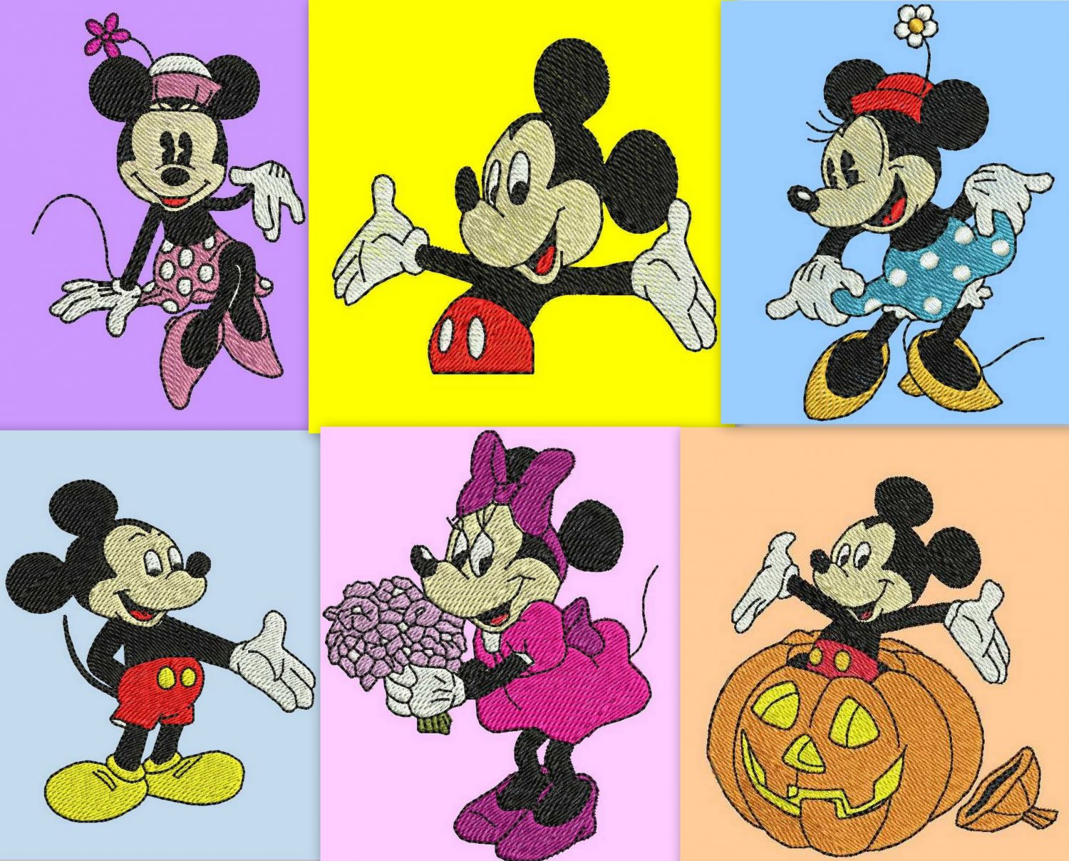 Mickey and Minnie 6 Digitized Machine Embroidery Designs Machine ...