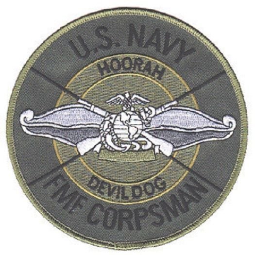 USMC FMF CORPSMAN DEVIL DOG US NAVY HOORAH MILITARY PATCH - MARINE ...