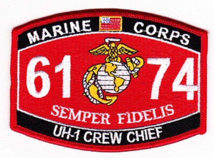USMC "UH-1 CREW CHIEF" 6174 MOS MILITARY PATCH SEMPER FIDELIS MARINE CORPS