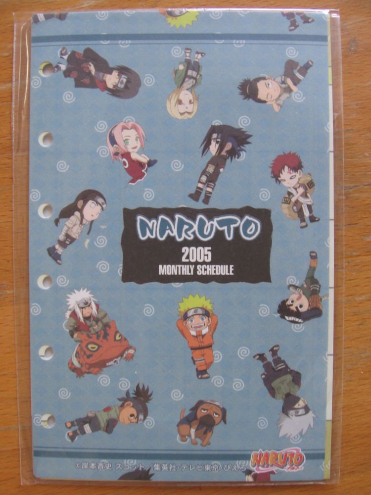 Naruto Chibi 2005 Monthly Schedule Diary Refill Sheets Kakashi Sasuke