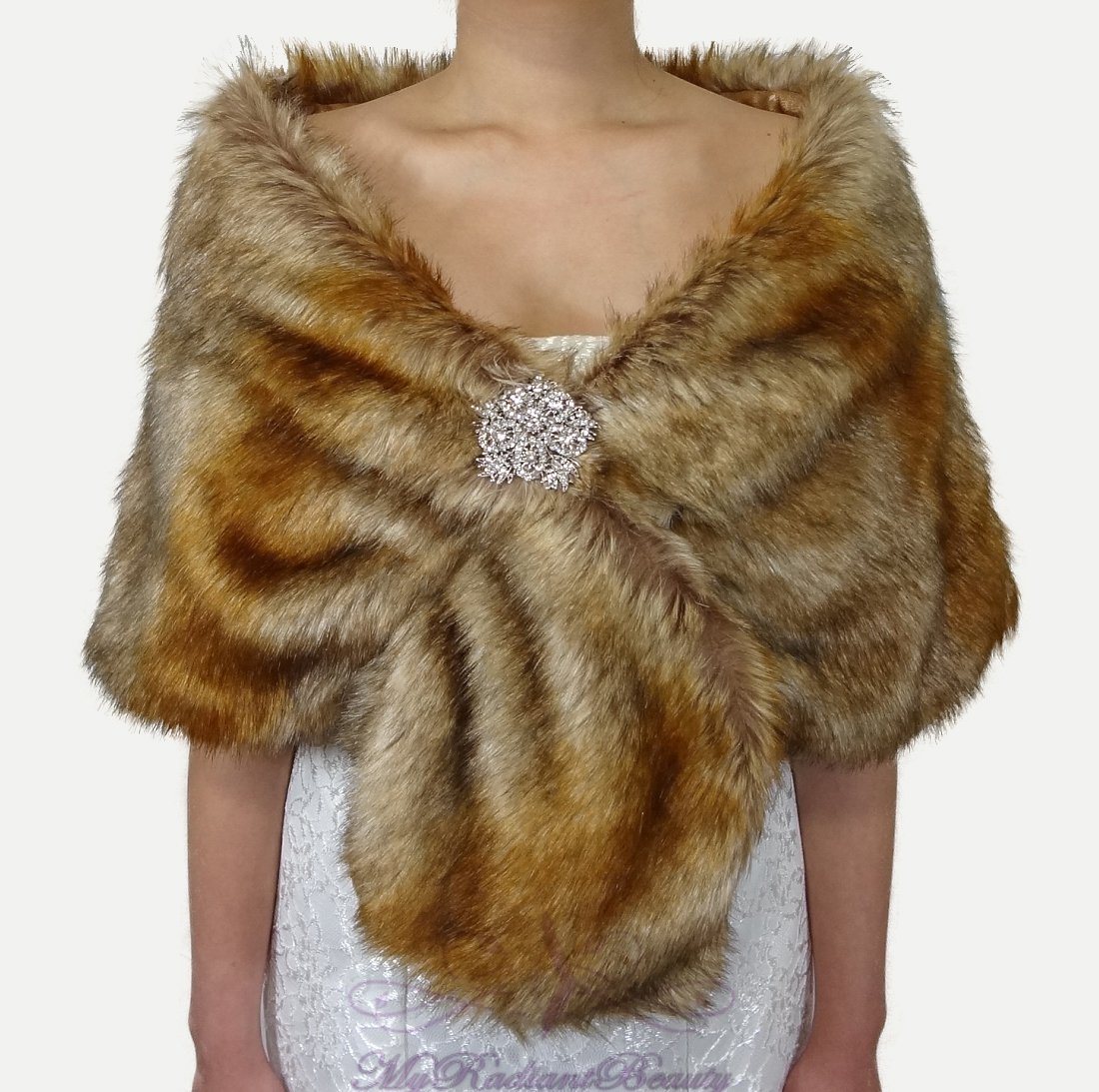 Bridal Vintage Brown Faux Fur Stole, Wedding Wrap, Bridal Stole FS108-V ...