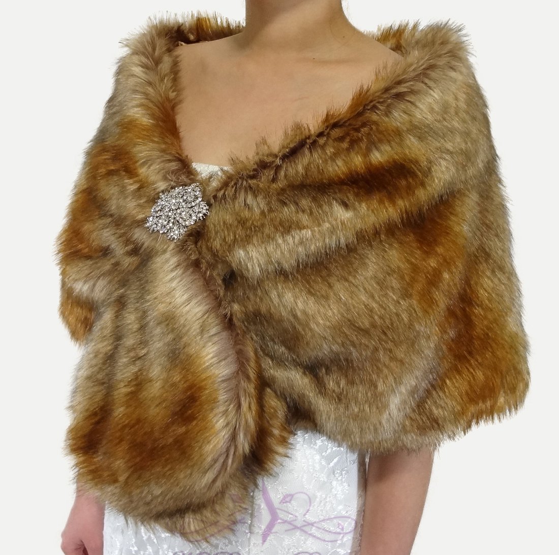 Bridal Vintage Brown Faux Fur Stole, Wedding Wrap, Bridal Stole FS108-V ...
