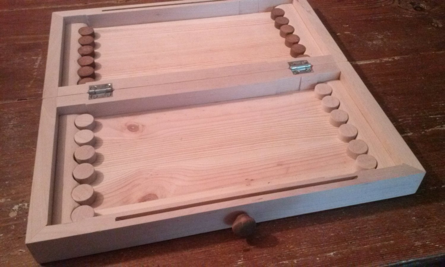 Wooden made-in-prison chessboard 3-in-1 / chess,checkers and backgammon set