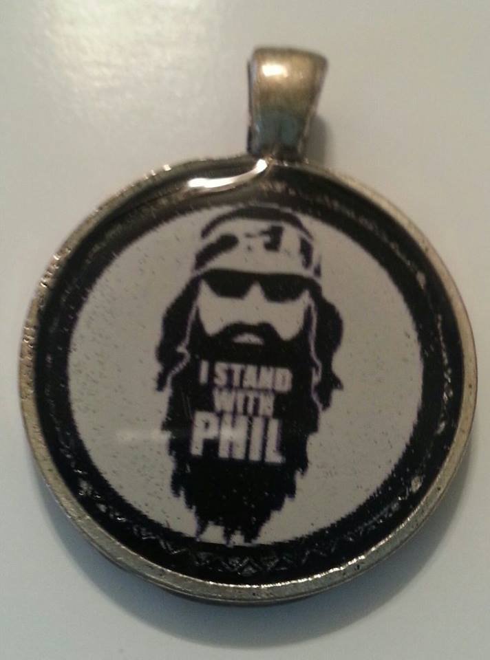 I stand with Phil resin and metal pendant