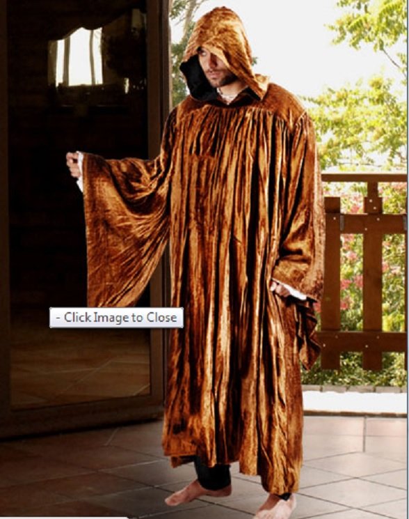 The Regency Hooded Robe Camel Brown Velvet Medieval Renaissance Ritual ...