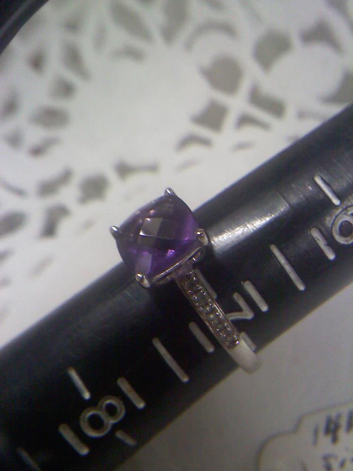 EMA jeweler's 14k white gold checkerboard cut amethyst solitaire ring ...