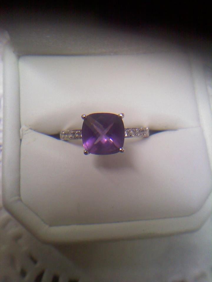 EMA jeweler's 14k white gold checkerboard cut amethyst solitaire ring ...