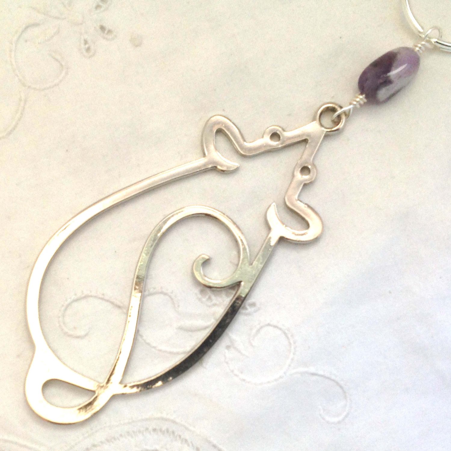 RESERVEDLarge Mouse Key Ring with Amethyst Bead