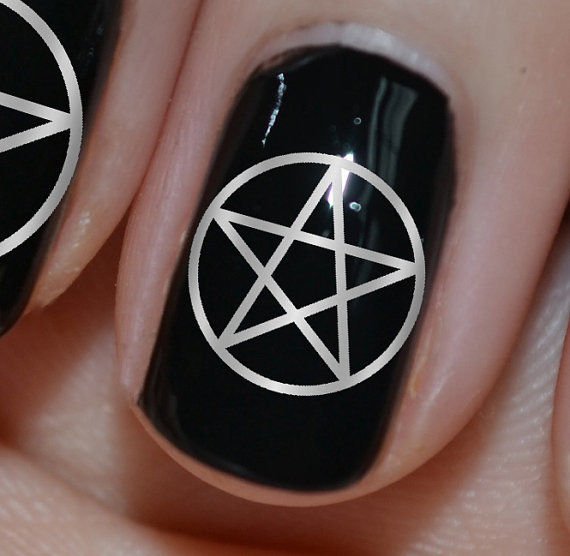 Silver PENTACLE SYMBOLS Nail Art (PNS) Pentagram Waterslide Decals Not ...