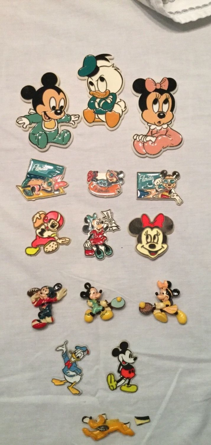 14 RARE Disney Magnets 70s Disneyland WDW Rubber Plastic 3D Mickey ...