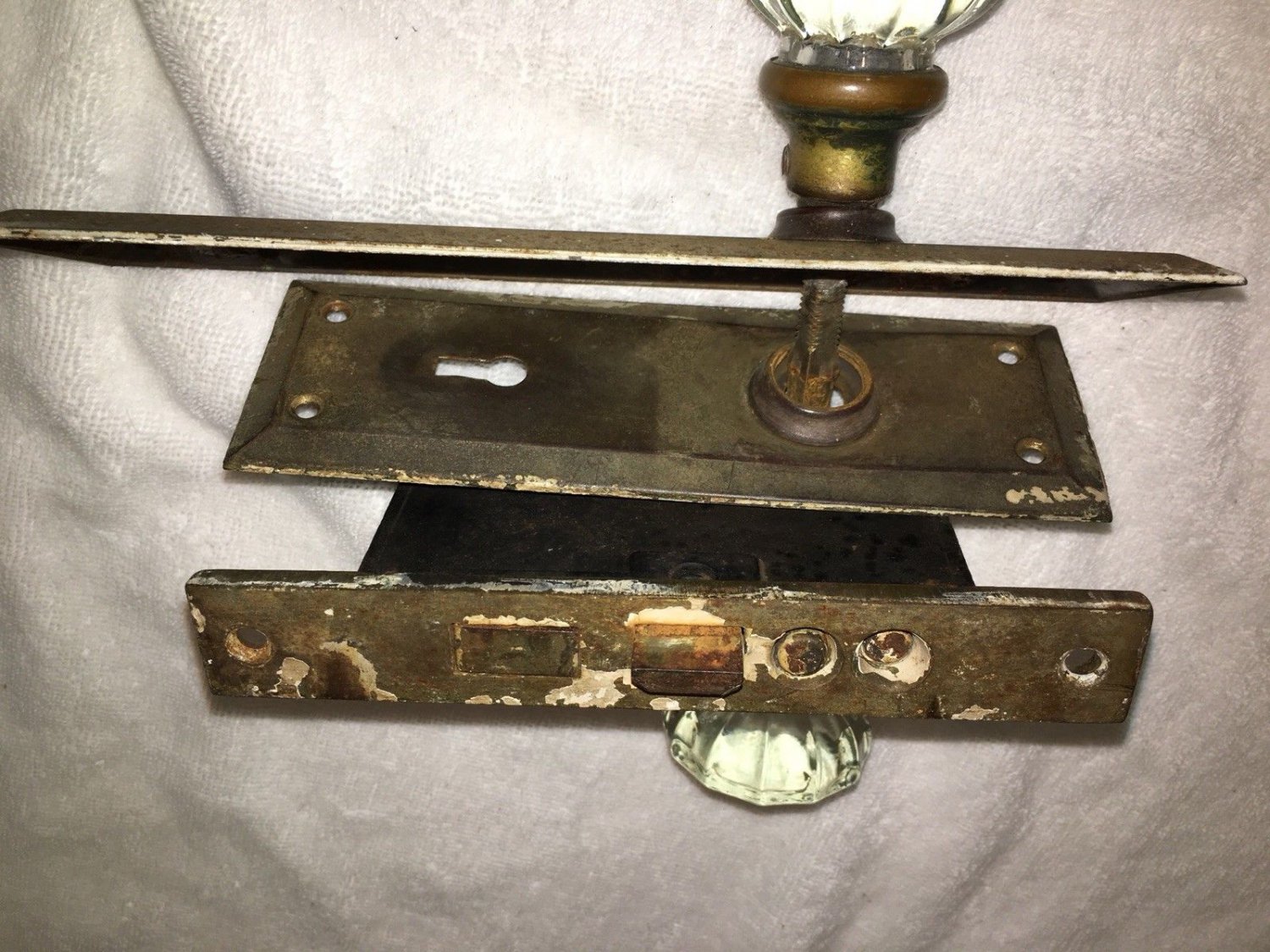 Vintage Art Deco RUSSWIN Mortise Door Lock Set, Matching 12 pt. Crystal ...