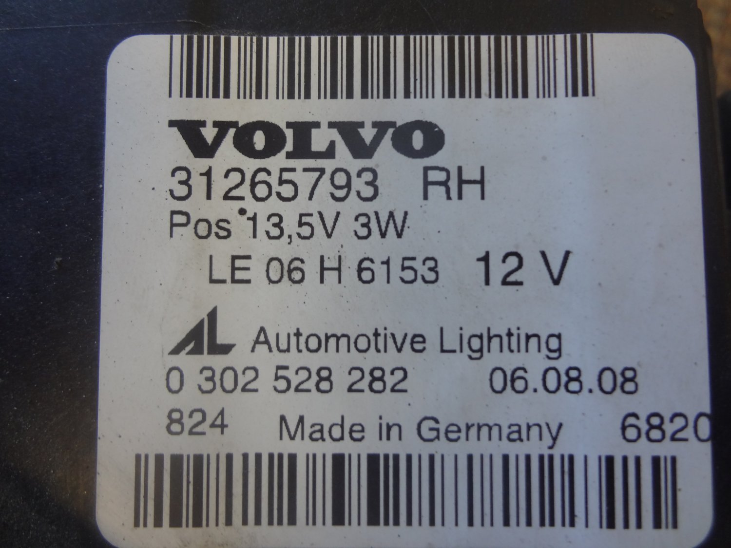 VOLVO 2008-2012 S40/V50 RH XENON Gas Discharge HID Headlight 31265793