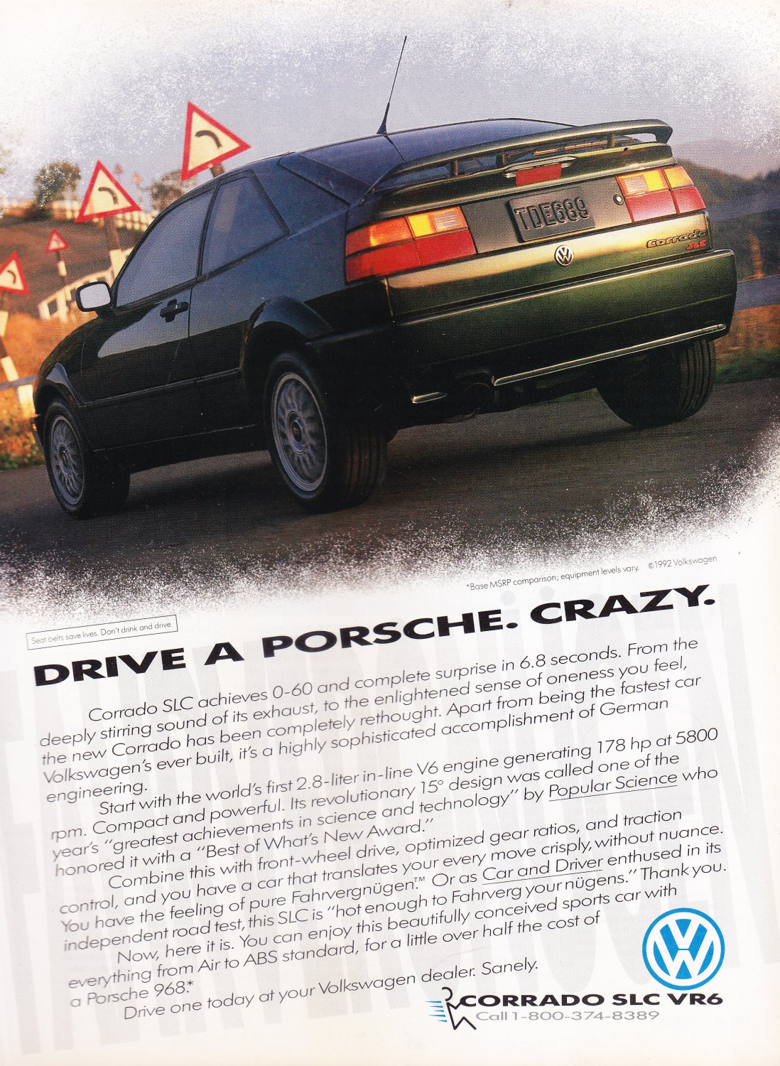VW Corrado SLC Advertisement Vintage Magazine AD