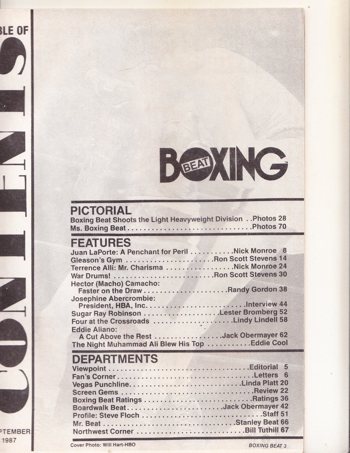 SEPT 1987 BOXING BEAT boxing magazine HECTOR CAMACHO vintage
