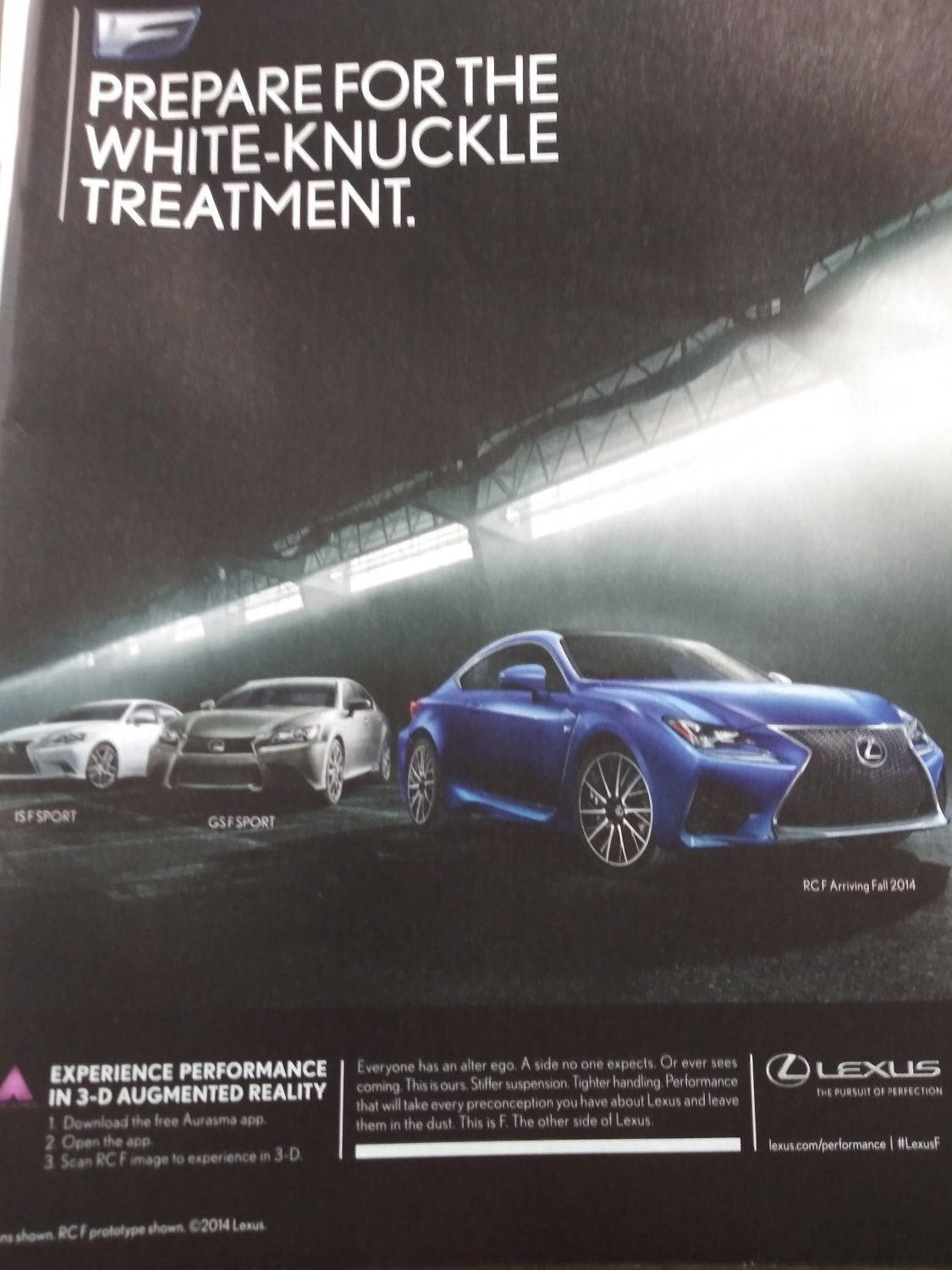 2014 Lexus MAGAZINE ADvertisement white knuckle treatment