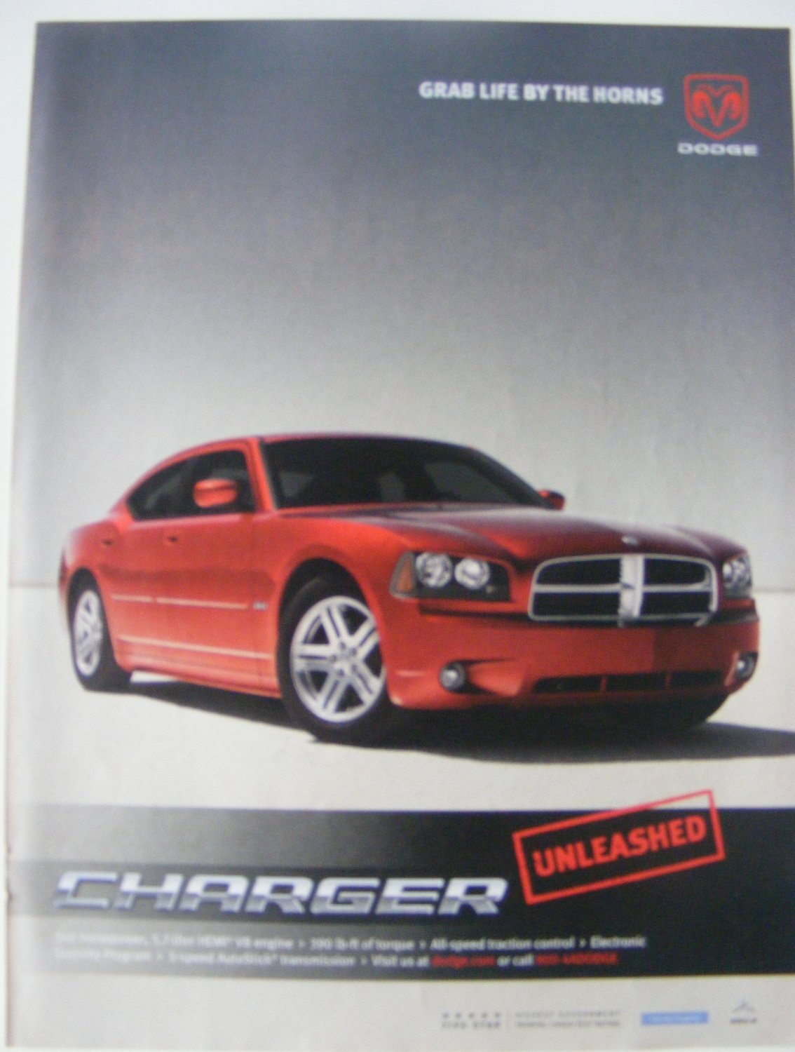 Dodge Charger magazine print ad - unleashed