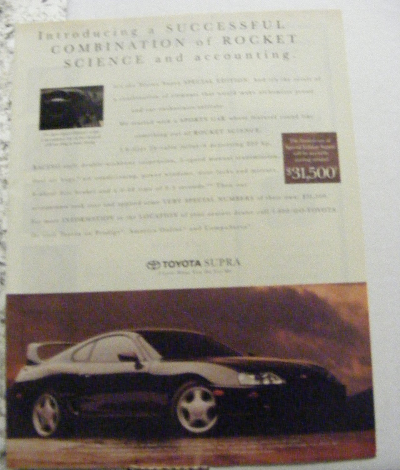 Toyota Supra Original Print Magazine Advertisement