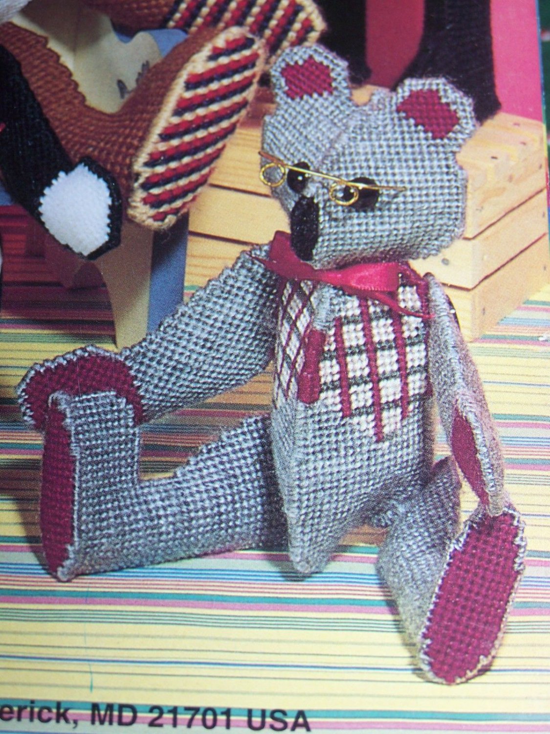 Plastic Canvas Patterns STITCH A BEAR Jointed Teddy Book 184 Baby Panda Toy