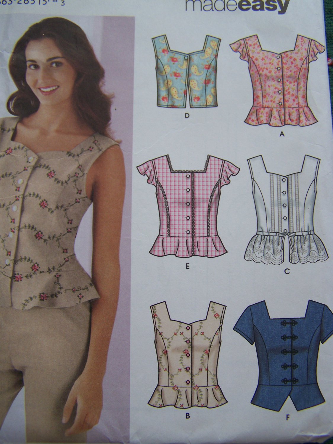 Uncut Sewing Pattern 7965 Strap Summer Sun Tops Button Up Shirts 6 8 10 12