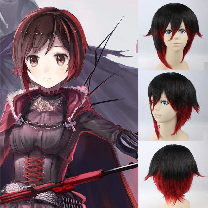 RWBY Ruby Rose Cosplay Red and black gradient short hair hair anime ...