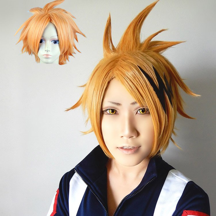 My Hero Academia Denki Kaminari 上鳴 電気 cosplay gold anime wigs