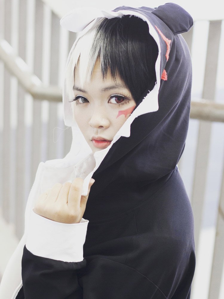 New Danganronpa V3 monokuma cosplay black&white short anime wigs