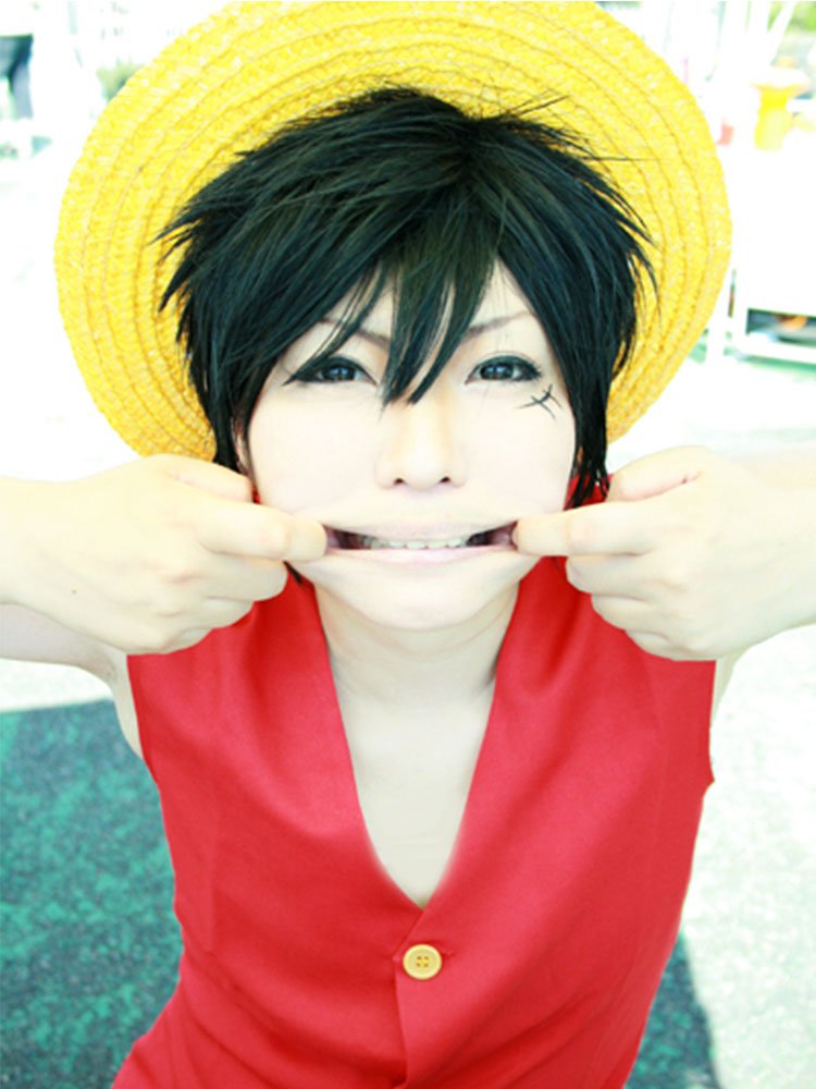 ONE PIECE Monkey D. Luffy cosplay wig Comic-Con Party black short Anime ...