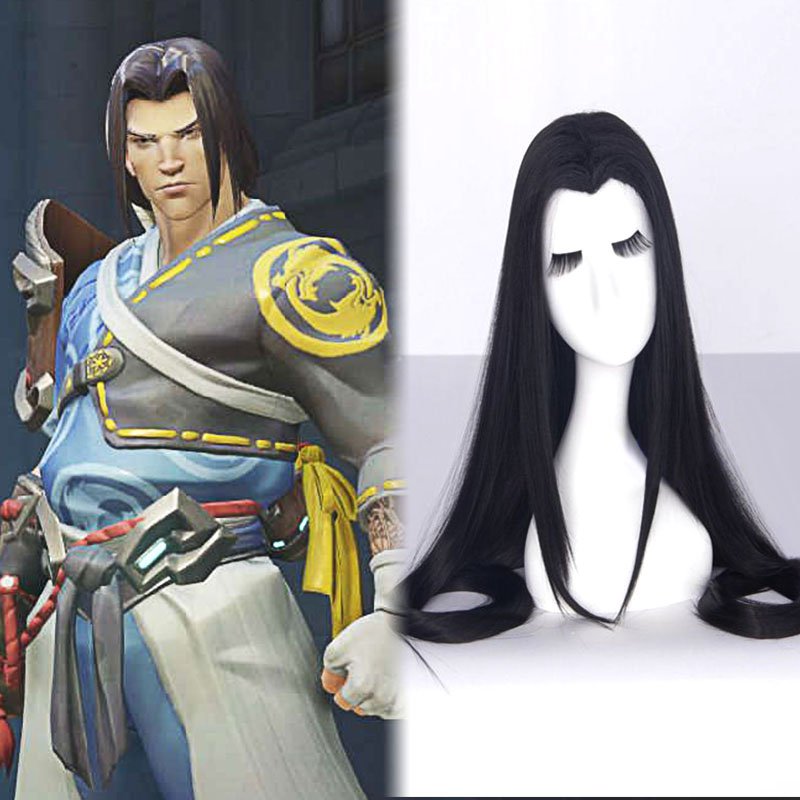 Overwatch ow Shimada Hanzo cosplay wig anime Party black Asia Ancient ...