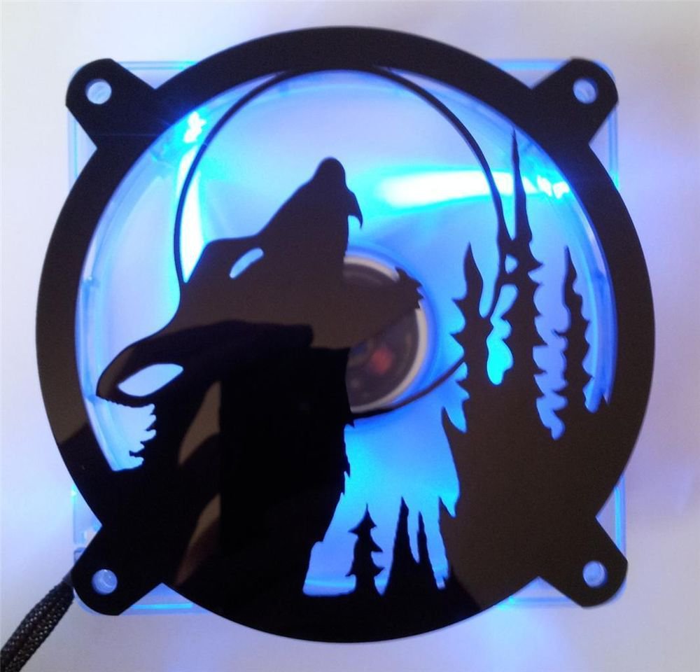 Custom HOWLING WOLF Computer Fan Grill 80mm 92mm 120mm 140mm Mod 20 Colors