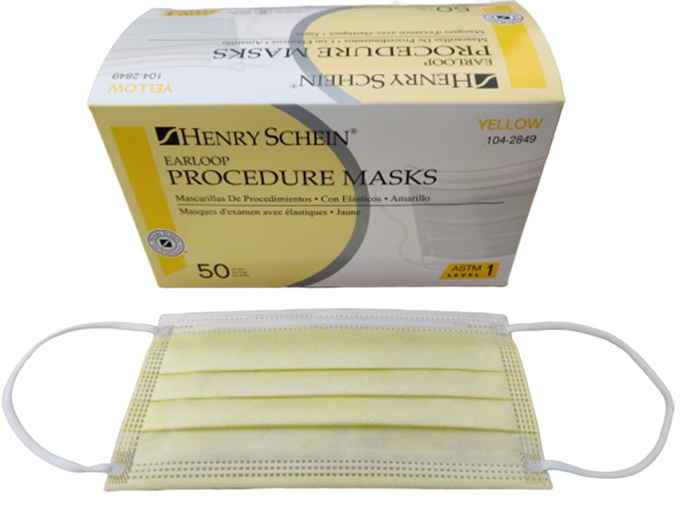 Earloop Medical Surgical Masks, 1 Box of 50 Yellow Face Masks, US Based ...