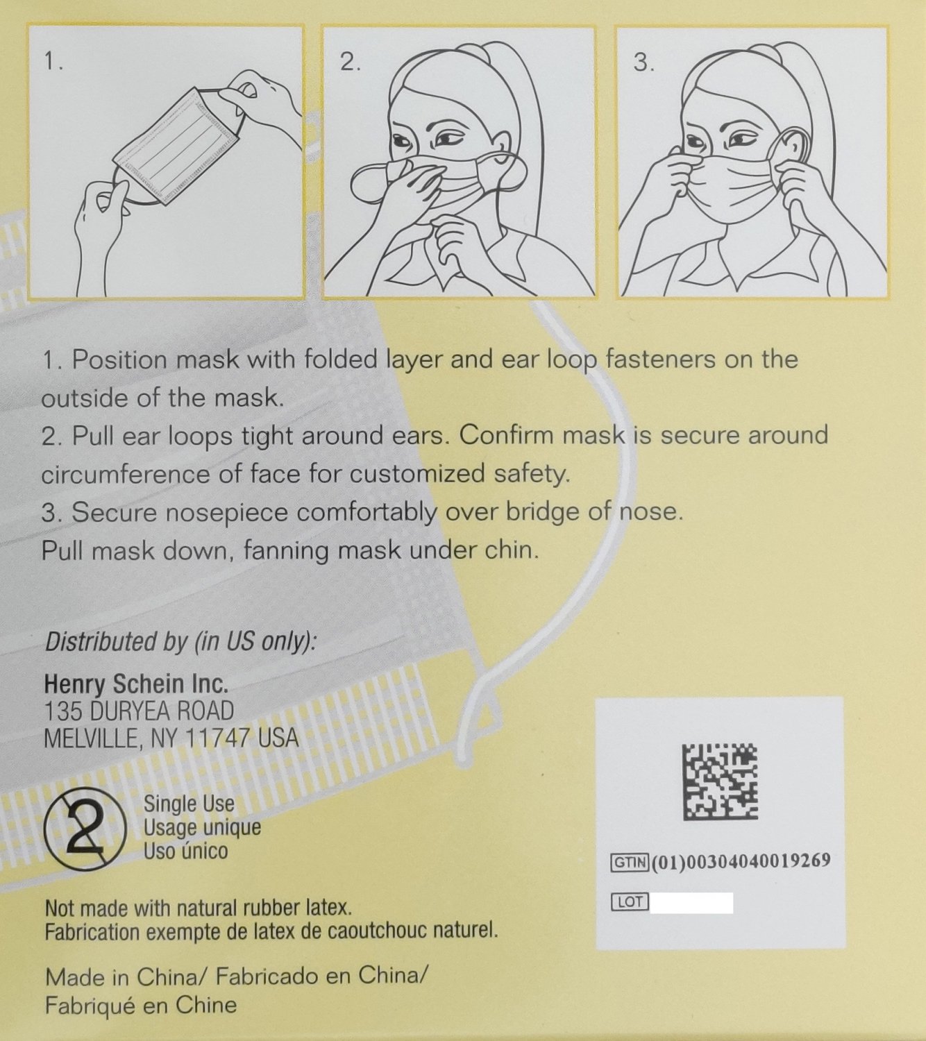 Earloop Medical Surgical Masks, 1 Box of 50 Yellow Face Masks, US Based ...