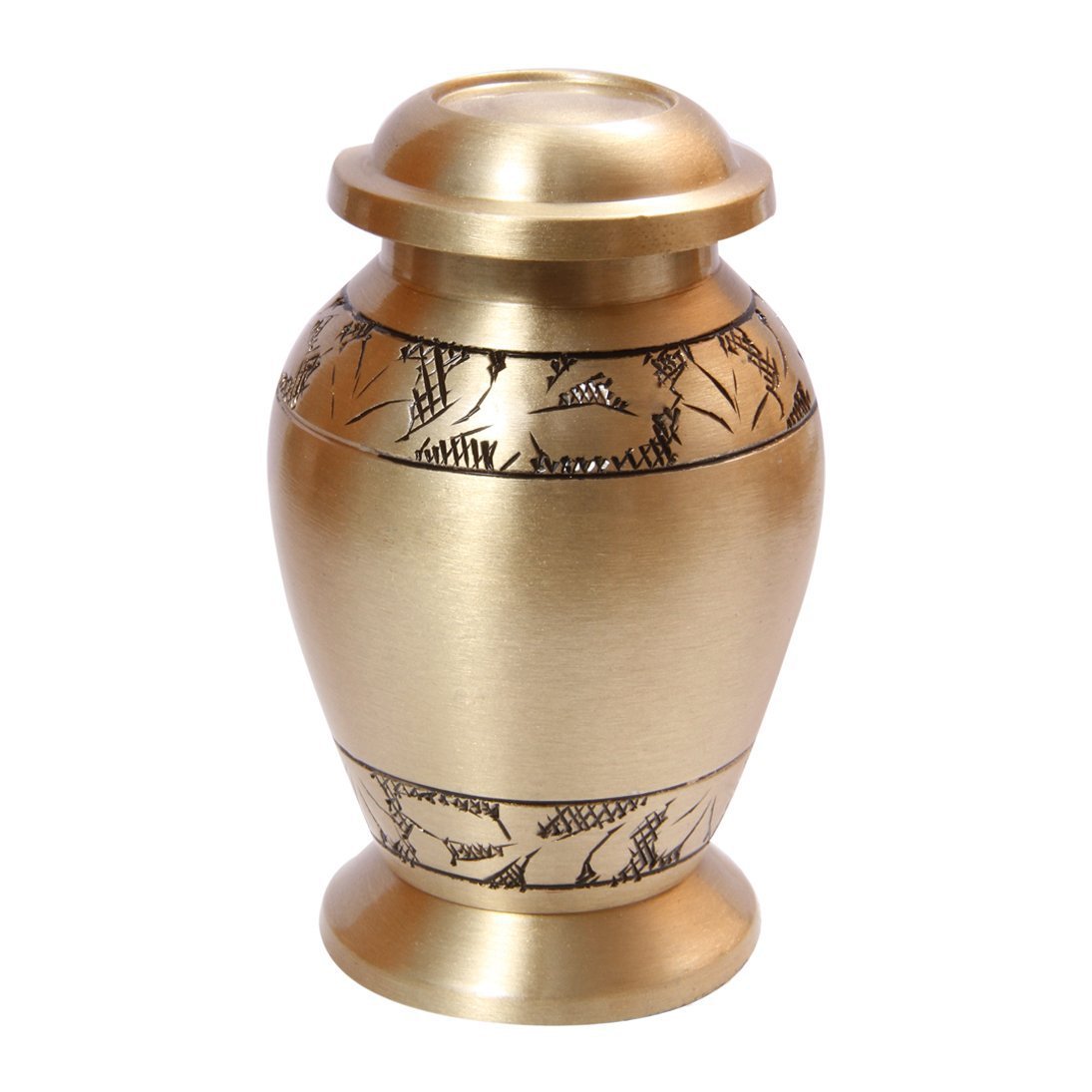 Classic Engraved Brushed Brass Mini Keepsake Urn, Angel Memorial Urns Ashes